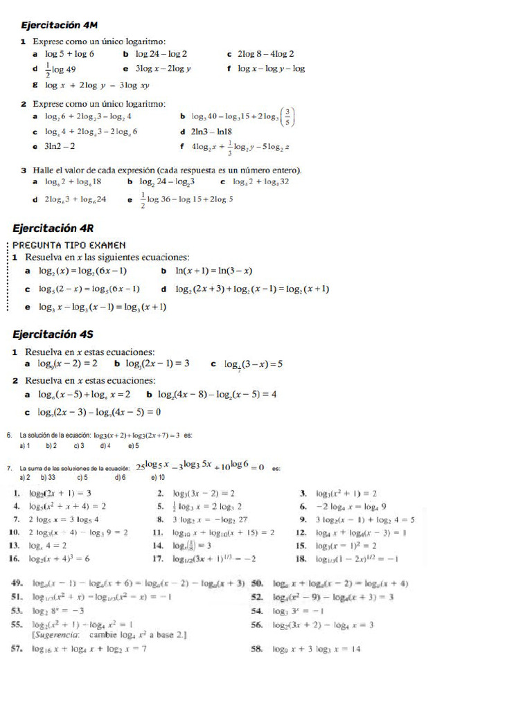Practica Leccion Matematica Logaritmos (Recuperado Automáticamente) | PDF