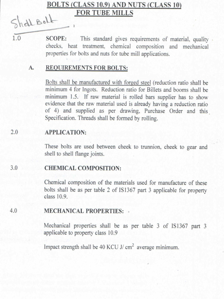 Shell Bolt Specification | PDF