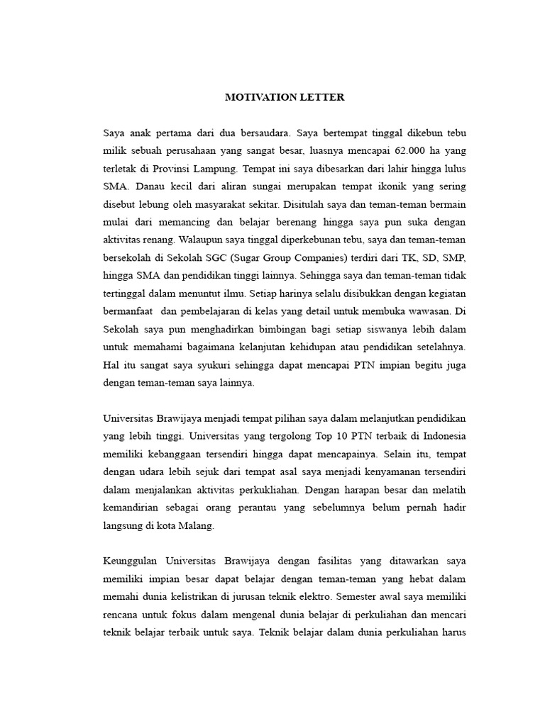 Motivation Letter | PDF