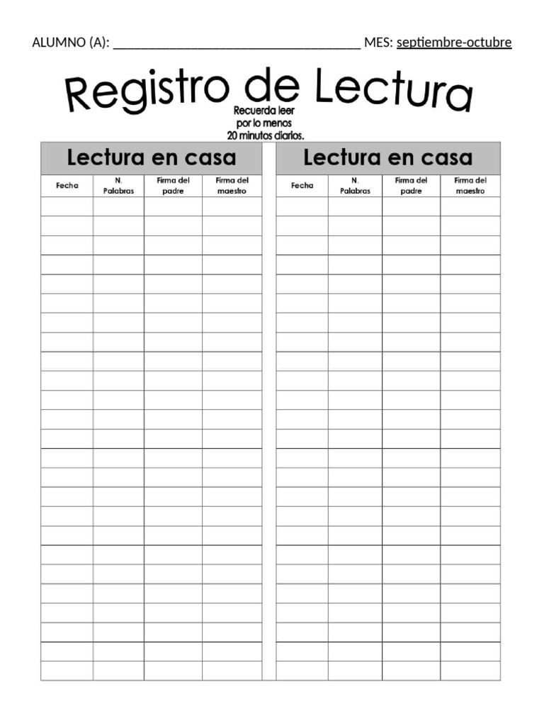 Registro Lectura Diaria | PDF