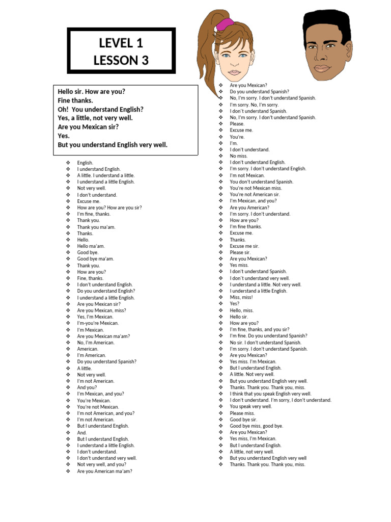 Level 1 Lesson 3 | PDF
