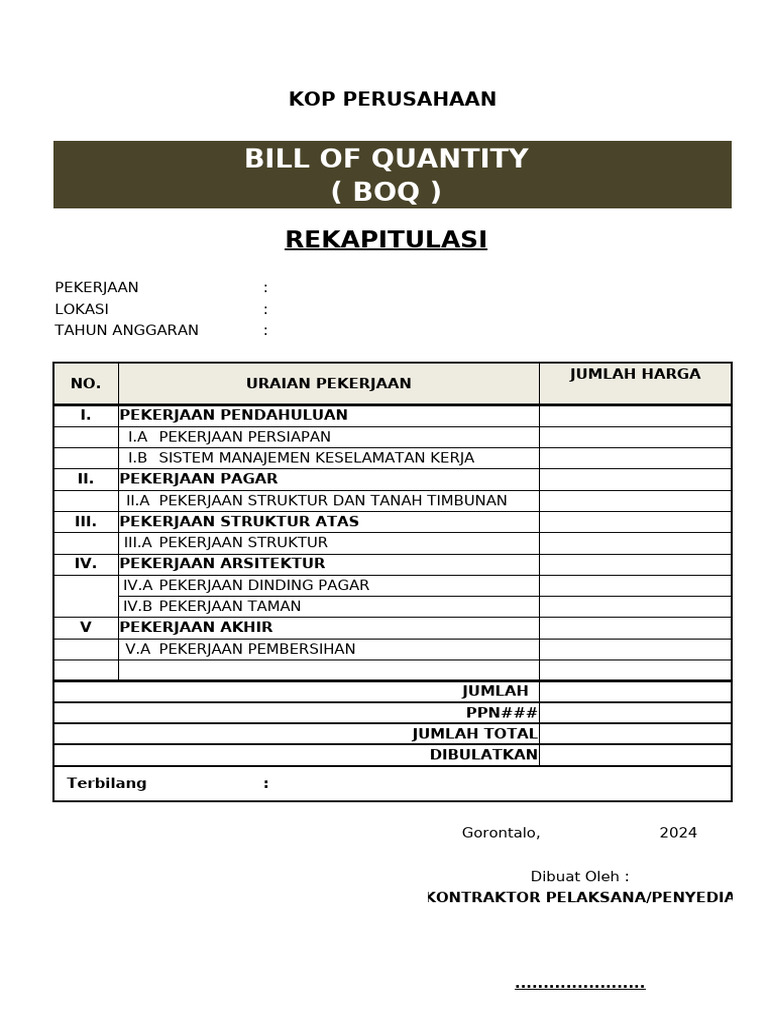 BOQ Revisi 3... | PDF