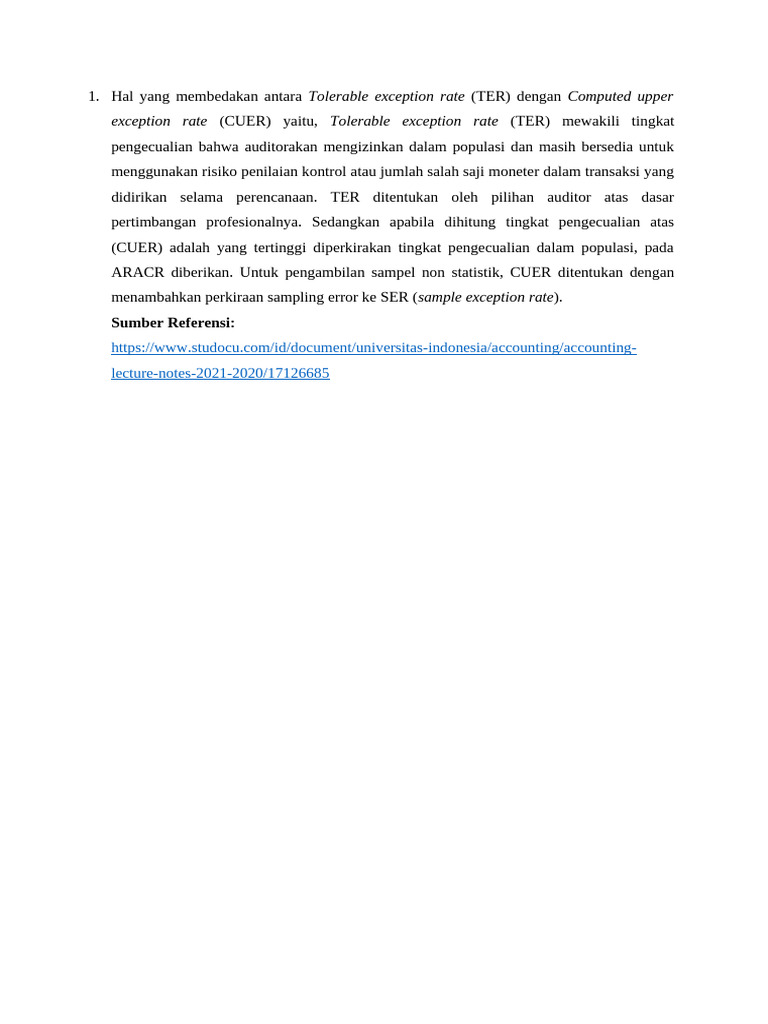 Tolerable Exception Rate Computed Upper Exception Rate Tolerable ...