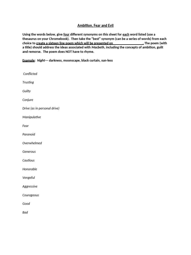 Poetry Activity Macbeth Themed | PDF