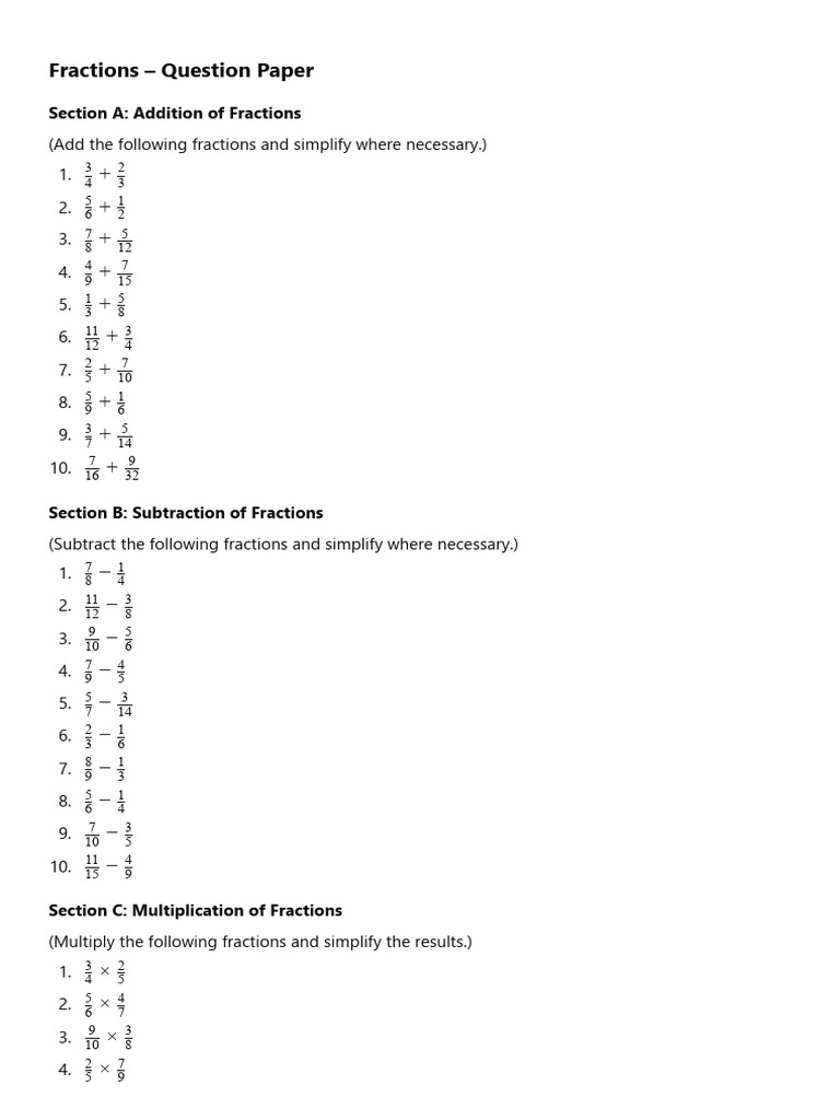 Fractions | PDF