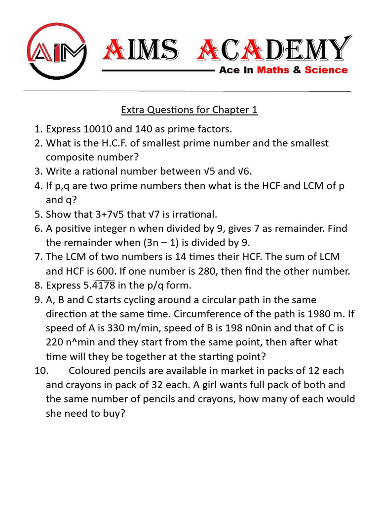 10th Class Chapter 1 Extra Questions | PDF