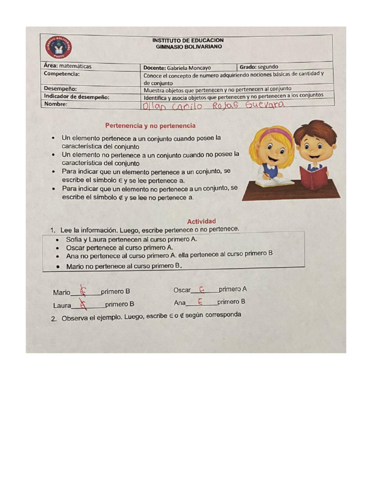 Matemáticas - 19-02-21 - Taller Pertenece y No Pertenece | PDF