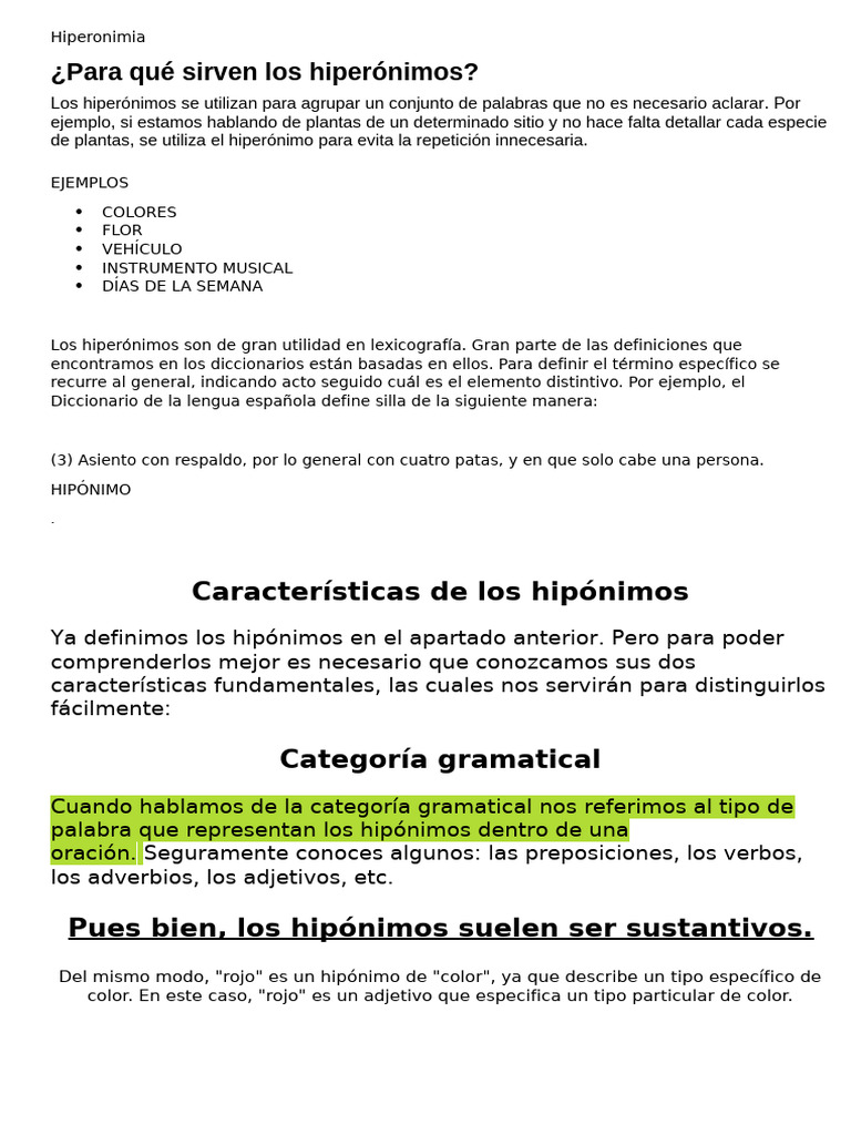Hiperonimia | PDF