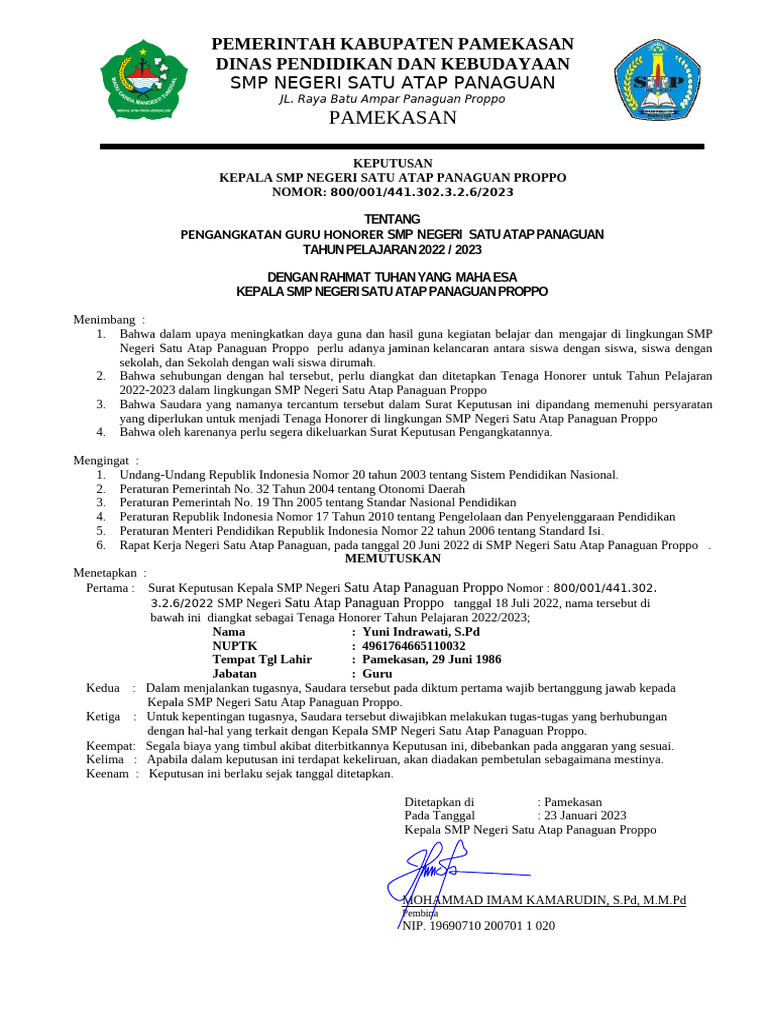 SK BU YUNI 2022-2023 | PDF