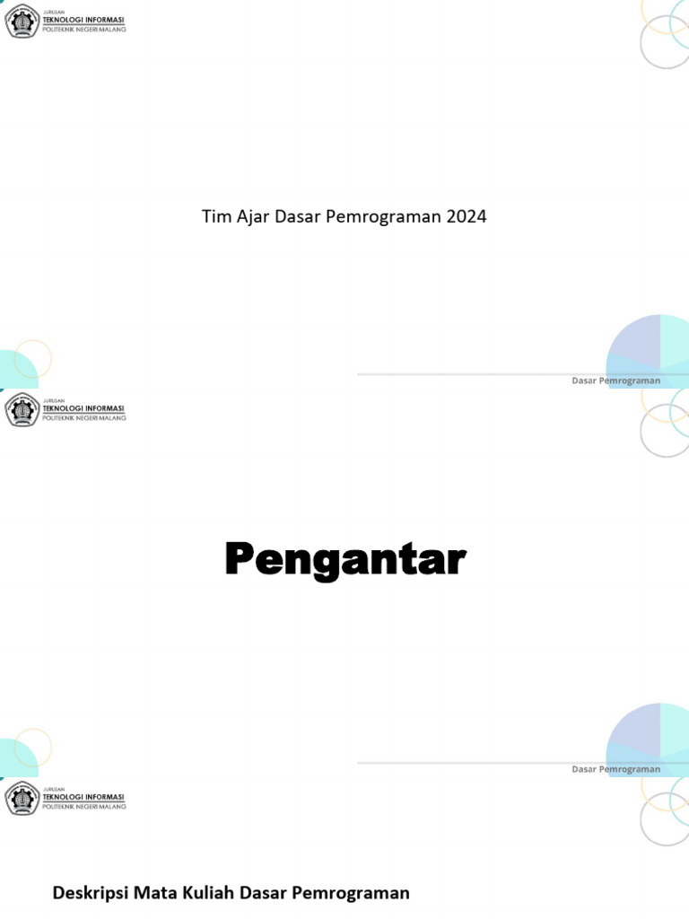Pertemuan 1 - Dasar Pemrograman-2024 | PDF