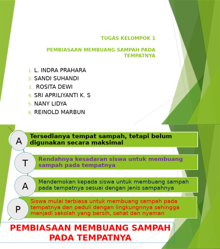TUGAS KELOMPOK 1. PRAKARSA ATAP, 'Membuang Sampah Pada Tempatnya' | PDF