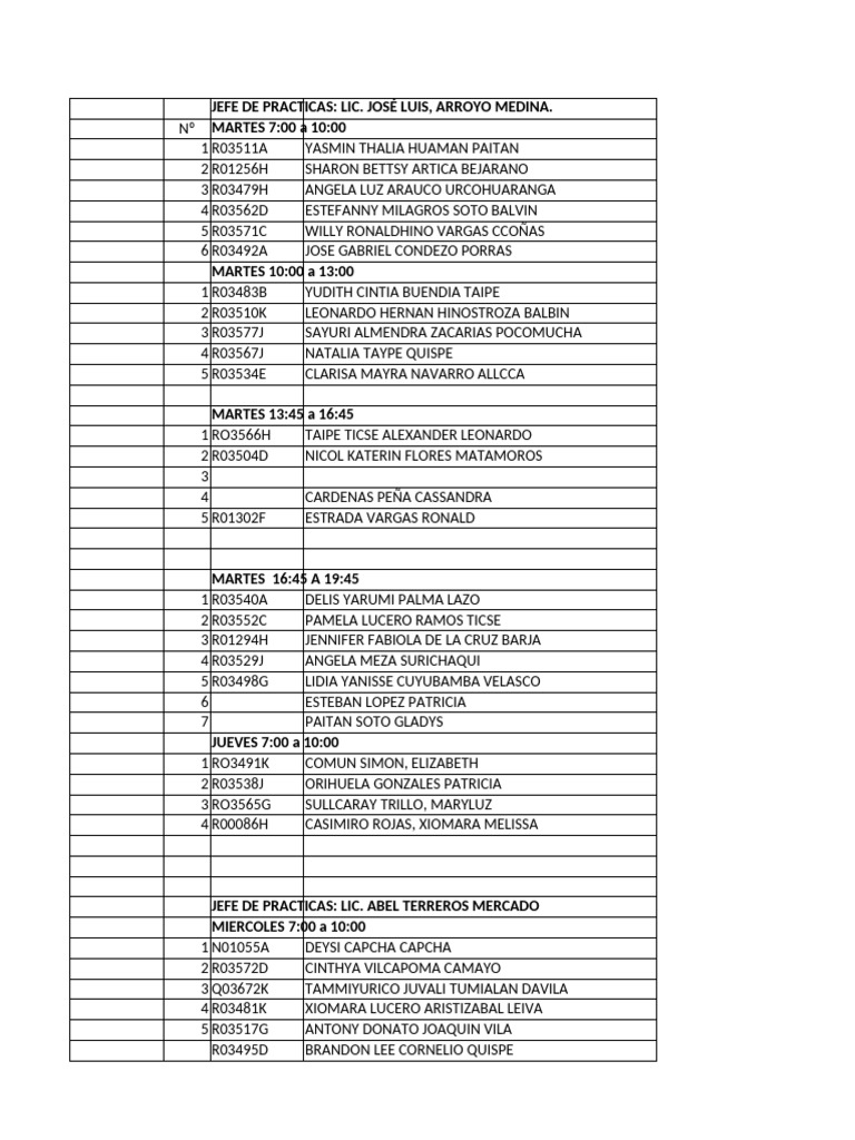 Libro1.Xlsx LISTA de 2024 I-1 | PDF