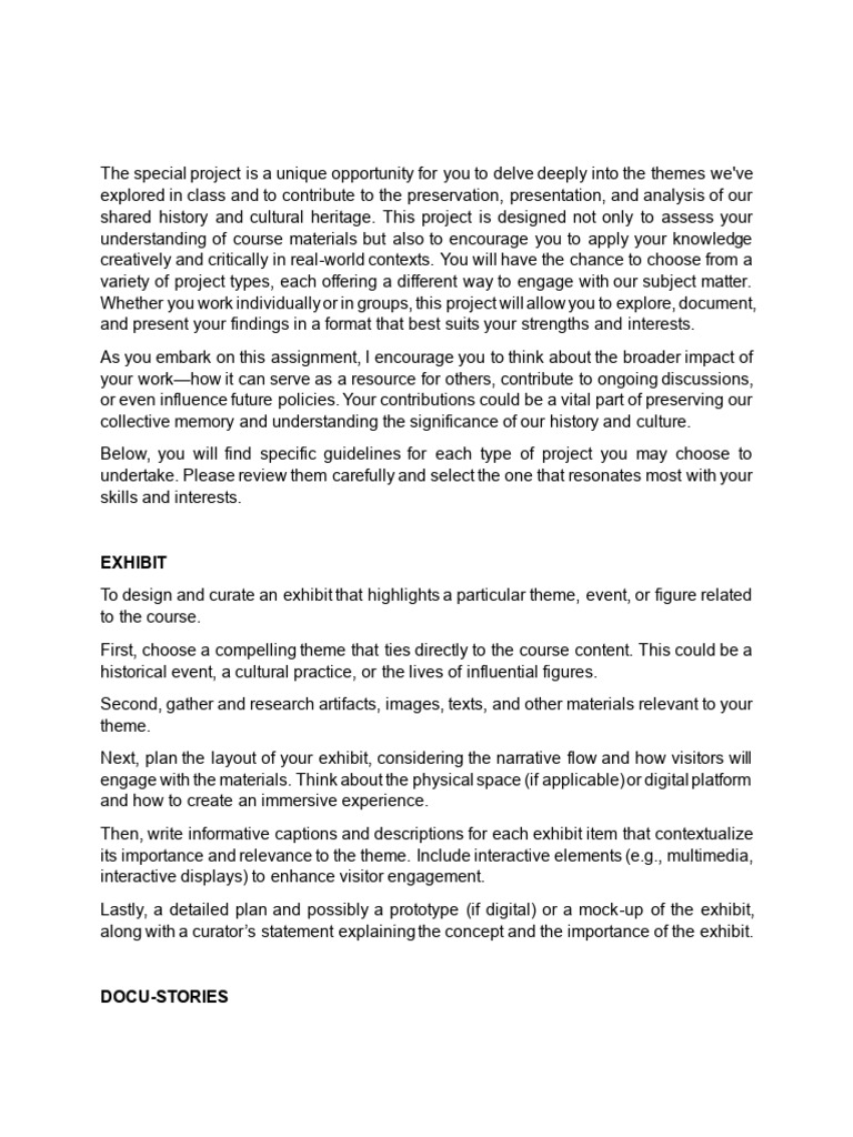 GEC109 Special Project Guidelines | PDF | Policy | Social Science