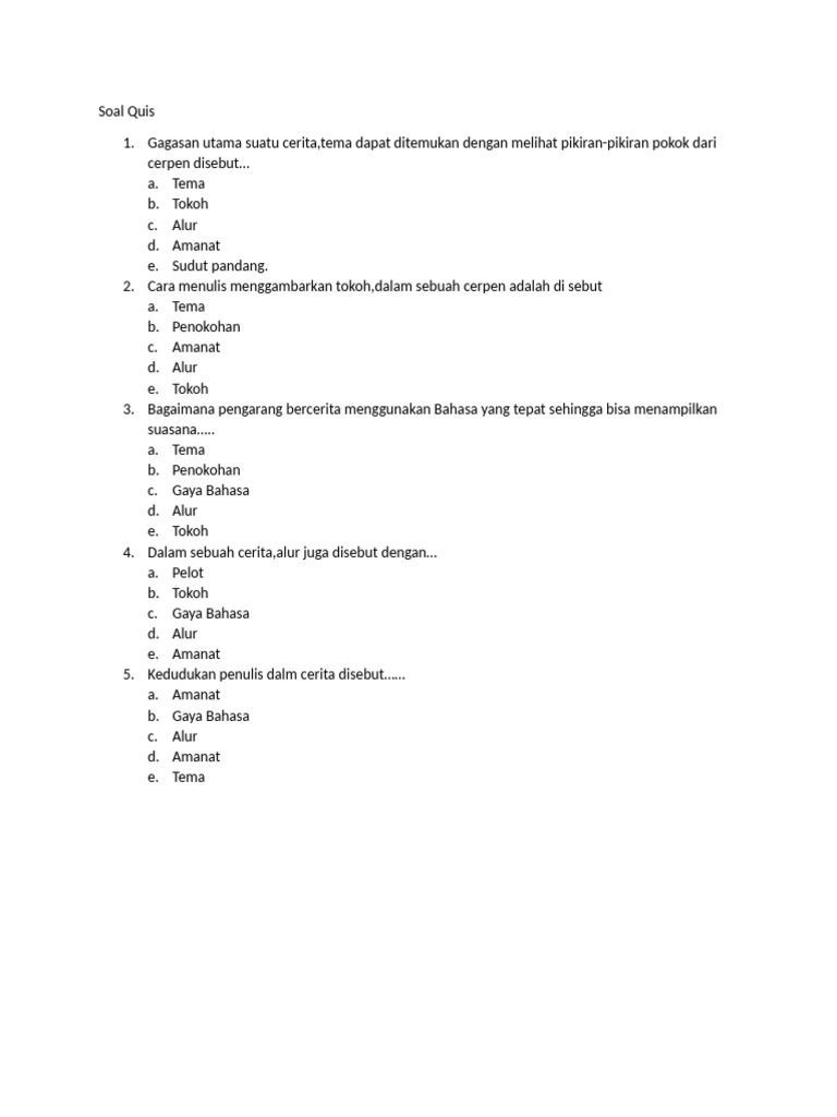 Soal Quis | PDF