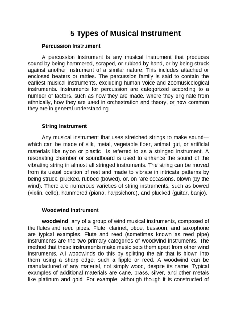 5 Types of Musical Instrument Messy 333 | PDF