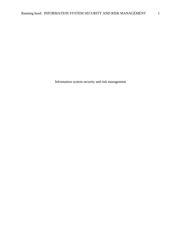 Information System Security And Risk Management Pdf
