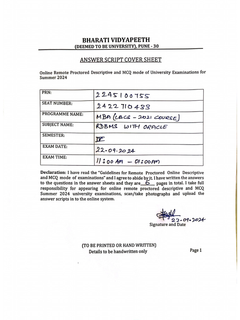 Rdbms With Oracle | PDF