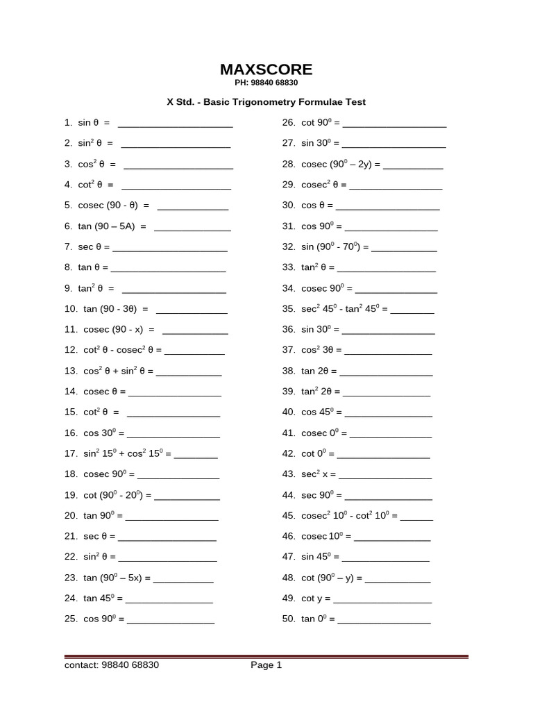 basic_trig_formula_test_01 | PDF
