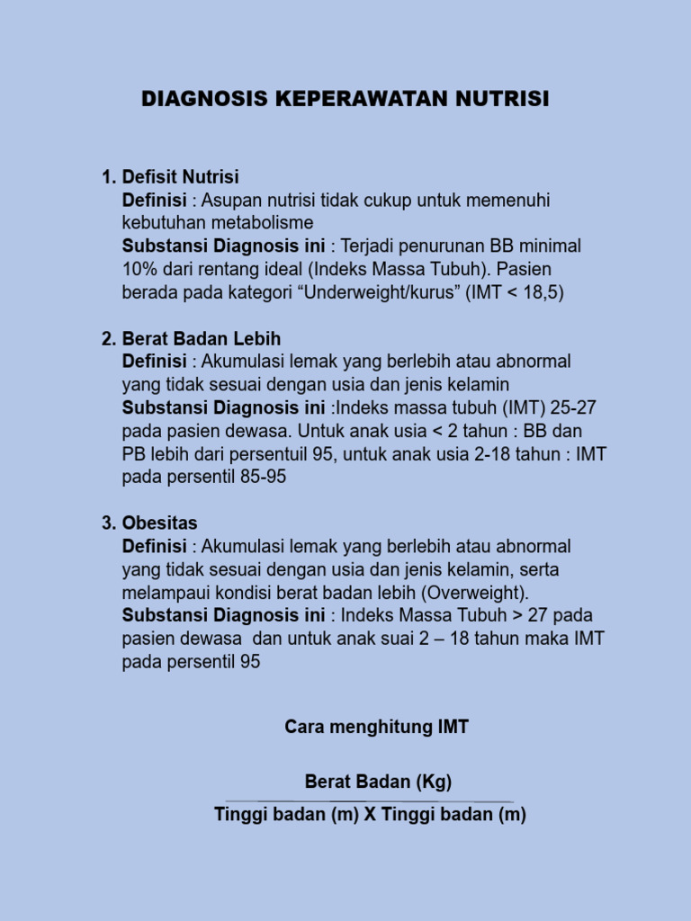Diagnosis Keperawatan Nutrisi | PDF
