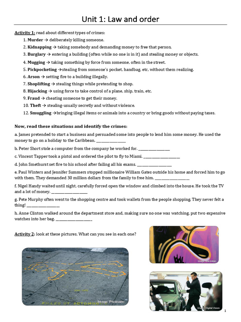 2023 - Booklet Unit 1 - Law and Order | PDF | Witness | Crimes
