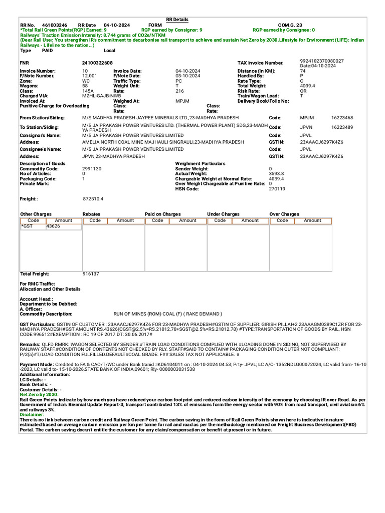 Outward Freight Register | PDF