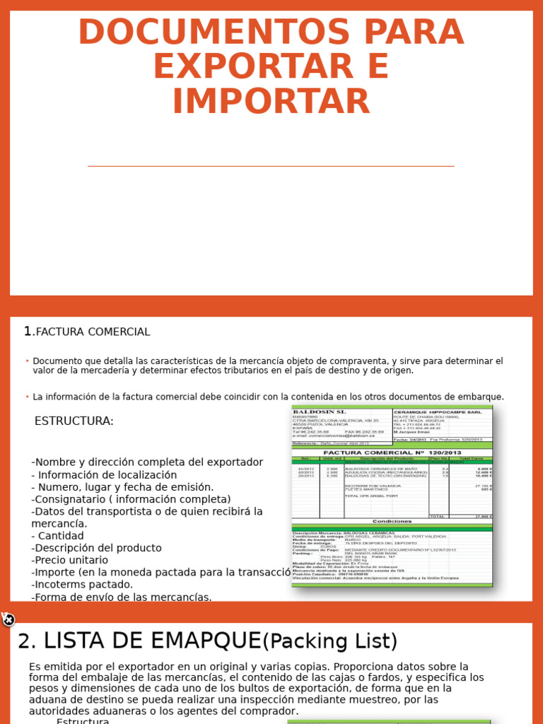 Documentos para Exportacion e Importacion | PDF