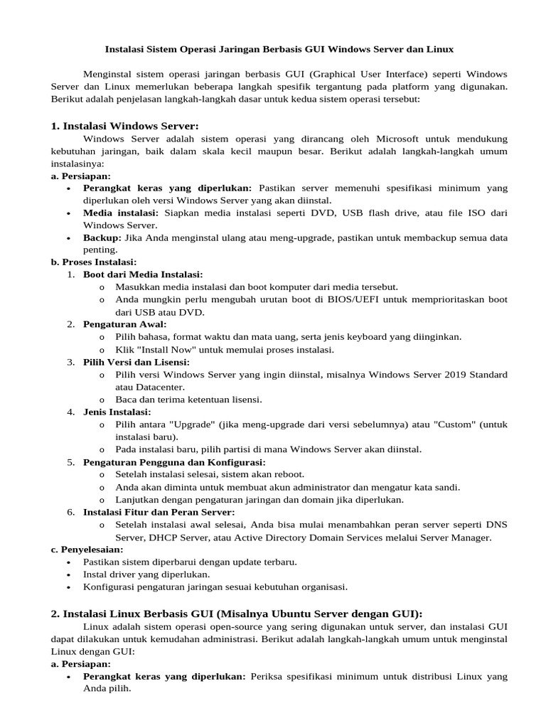 Instalasi Sistem Operasi Jaringan Berbasis GUI Windows Server Dan Linux ...