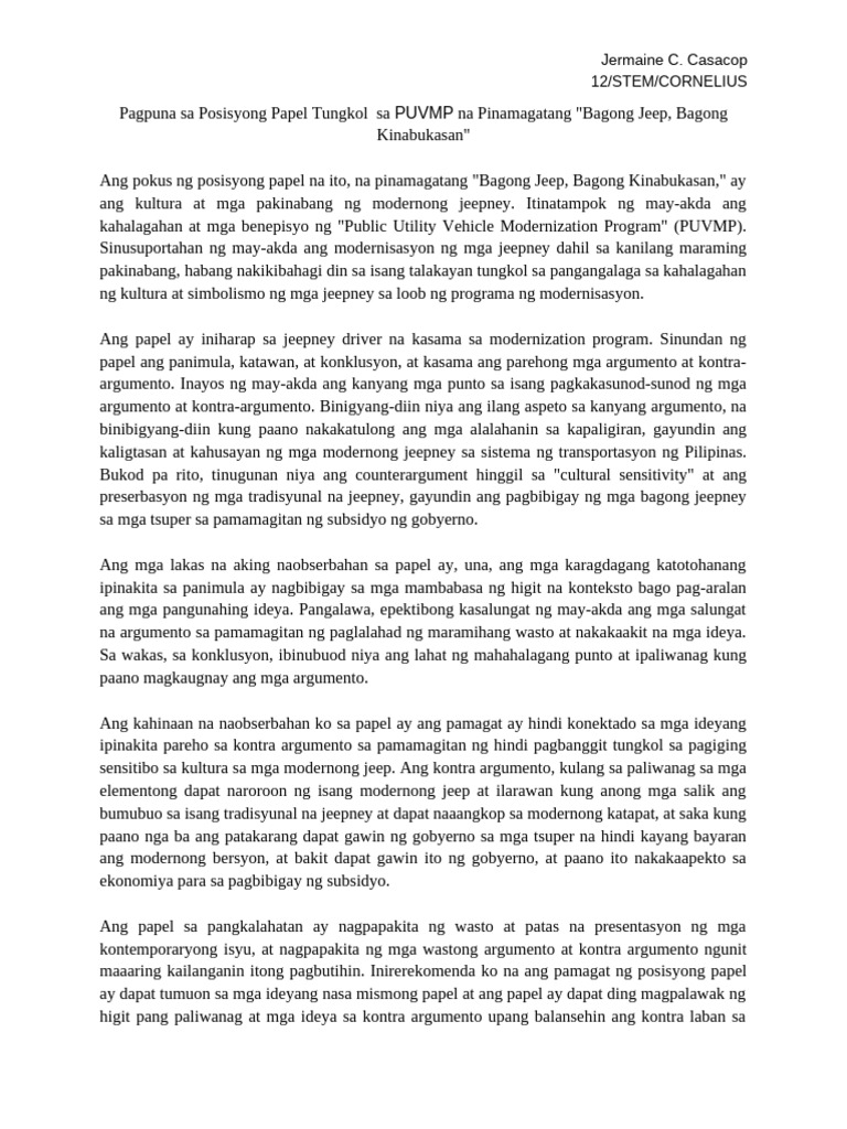 Critic Paper - Filipino | PDF