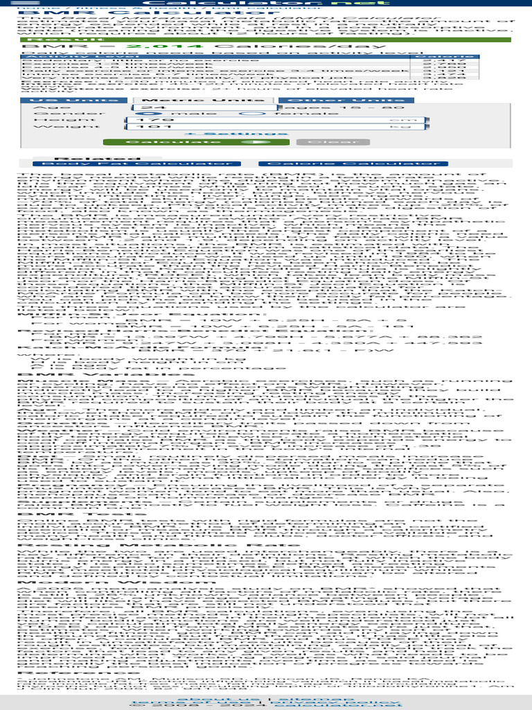 BMR Calculator | PDF