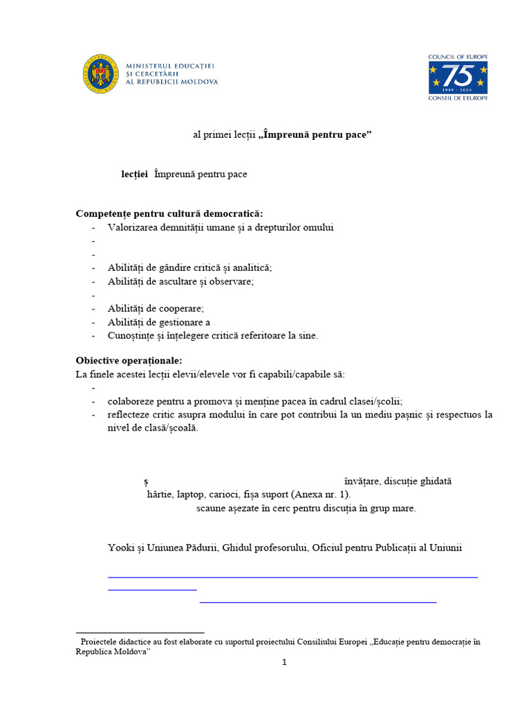 Repere Prima Lectie Clasele V-Vii Varianta 1 | PDF