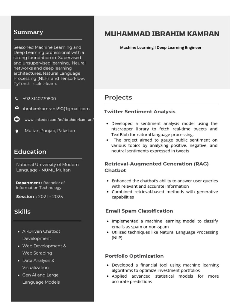 Ibrahim Kamran Resume | PDF