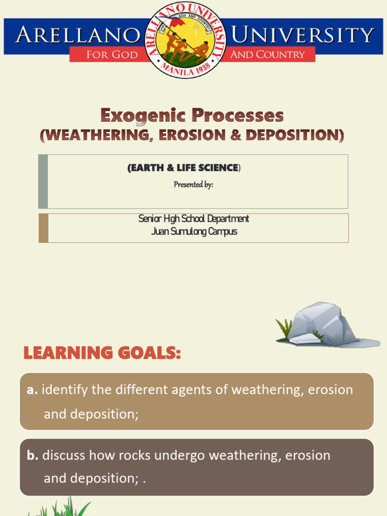 Lesson 8 9 Exogenic Processes Weathering Erosion Deposition 1 1 | PDF