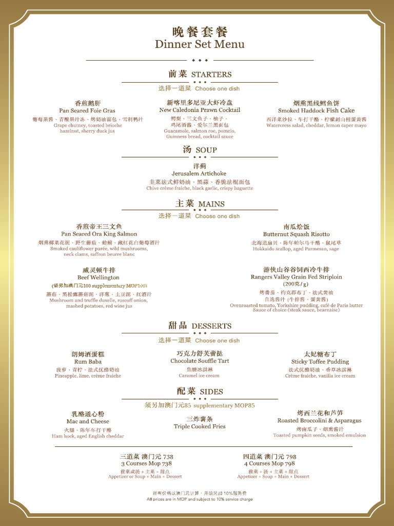 Gordon Ramsay Pub N Grill Dinner Set Menu | PDF