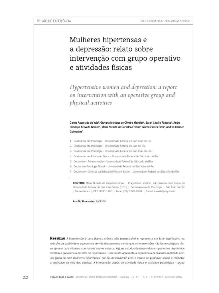 Mulheres Hipertensas e A Depressao Relat | PDF