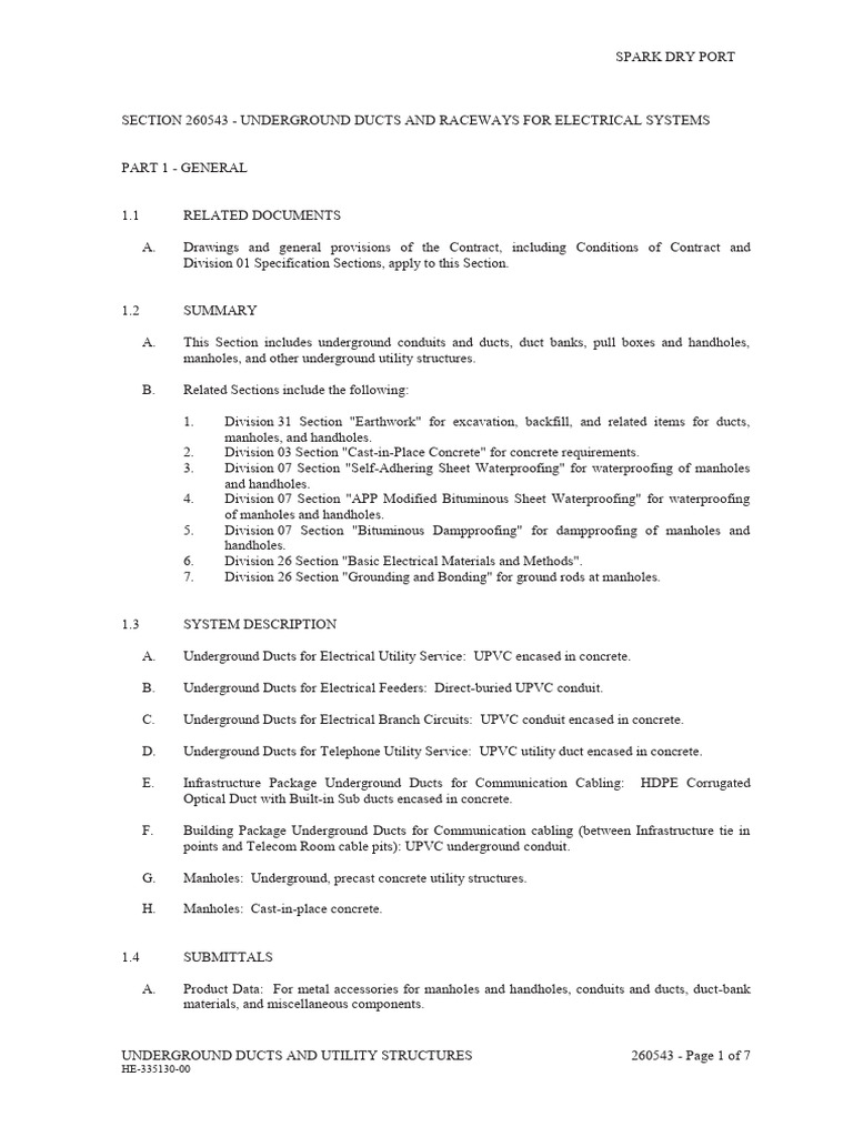 Underground Ducts and Raceways For Electrical Systems | PDF