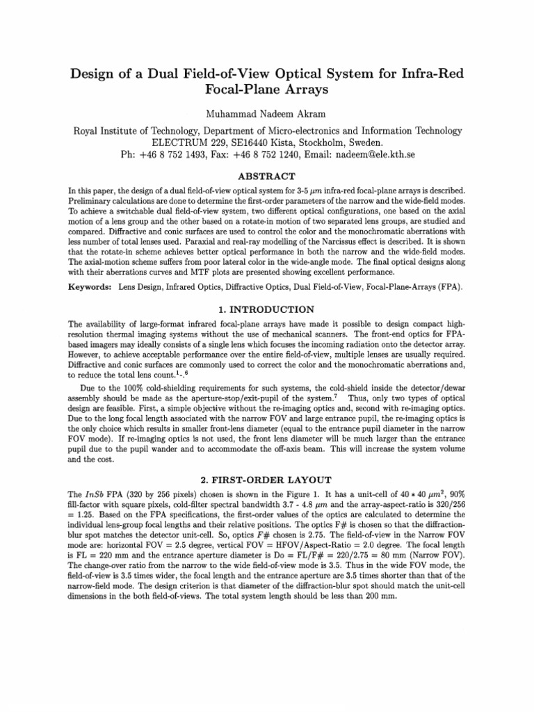 Dual Field-of-View Optical System Design | PDF | Aperture | Optics