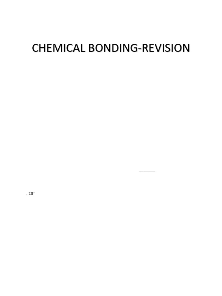 Chemical Bonding - Revision | PDF