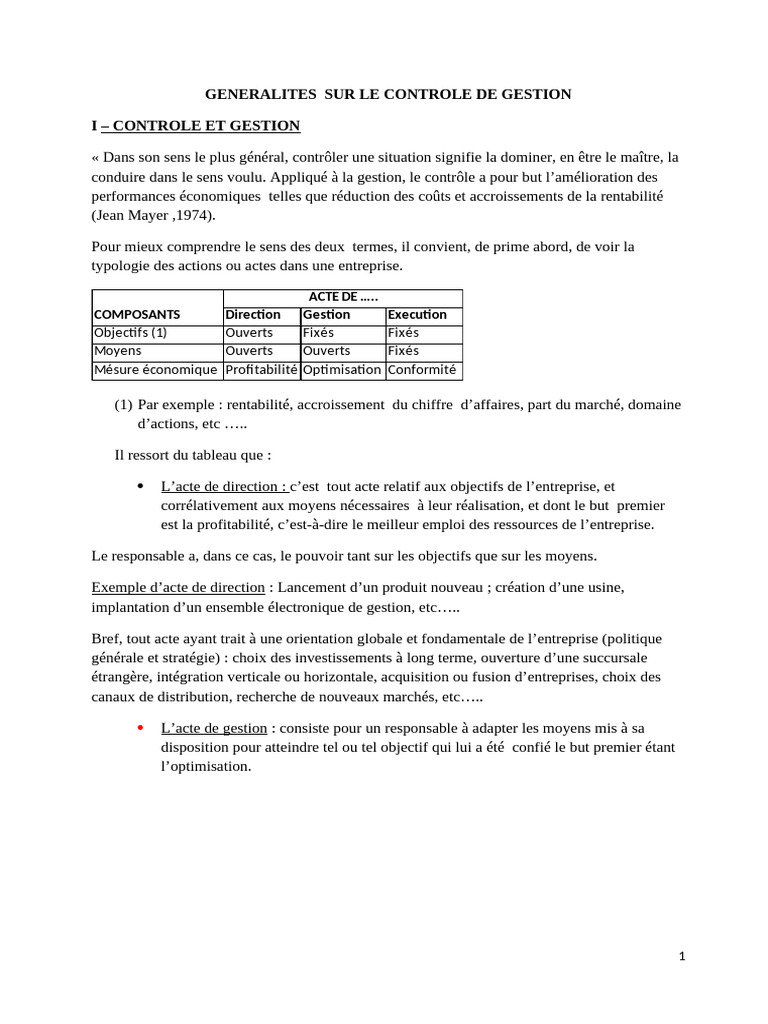Controle de gestion | PDF
