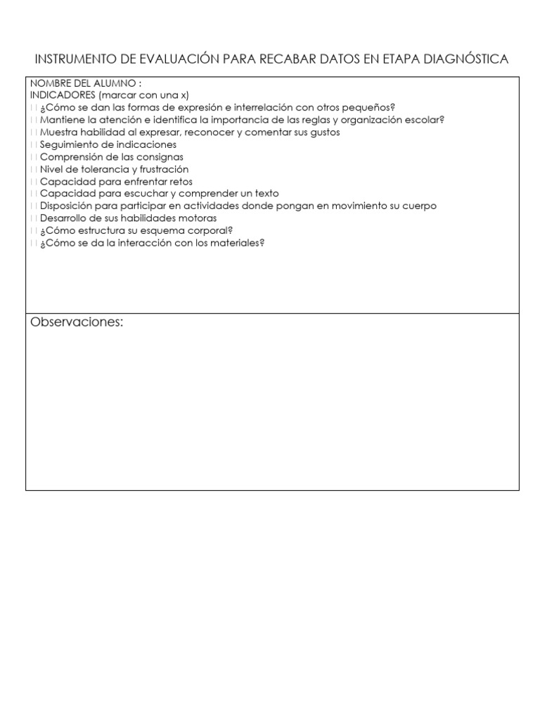 Instrumento Para Recabar Diagnostico | PDF