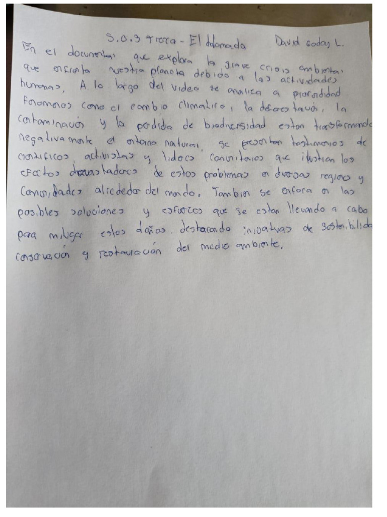 Resumen S.O.S Tierra El Llamado | PDF