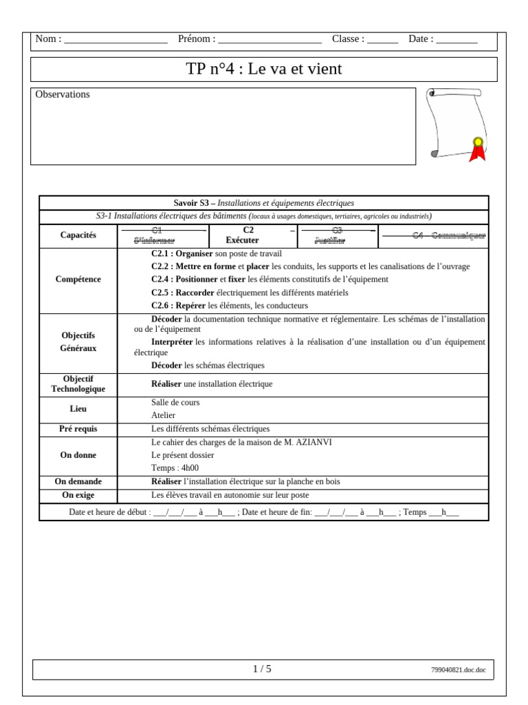 TP4 Va et vient | PDF