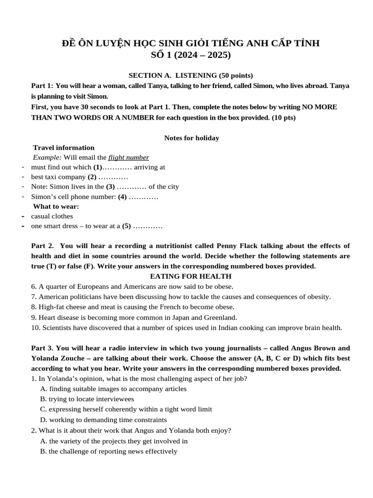 ĐỀ 1 HSG 2425 | PDF