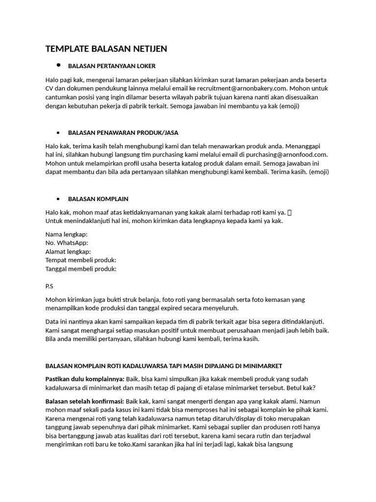 Template Balasan Netijen | PDF
