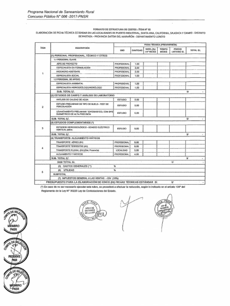 TDR Ficha T Cnica - Saneamiento | PDF