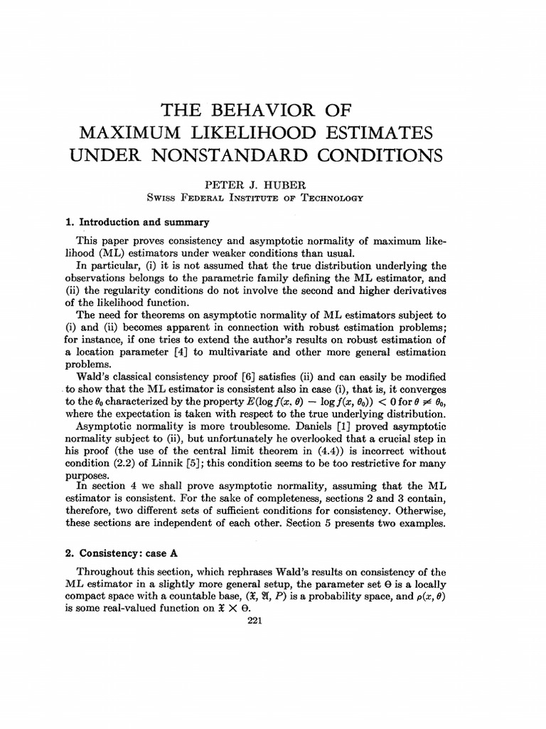 The Behavior of Maximum Likelihood Estim | PDF