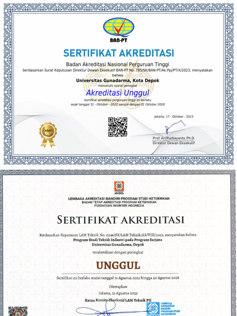Sertifikat Akreditasi Perguruan Tinggi - Compressed | PDF