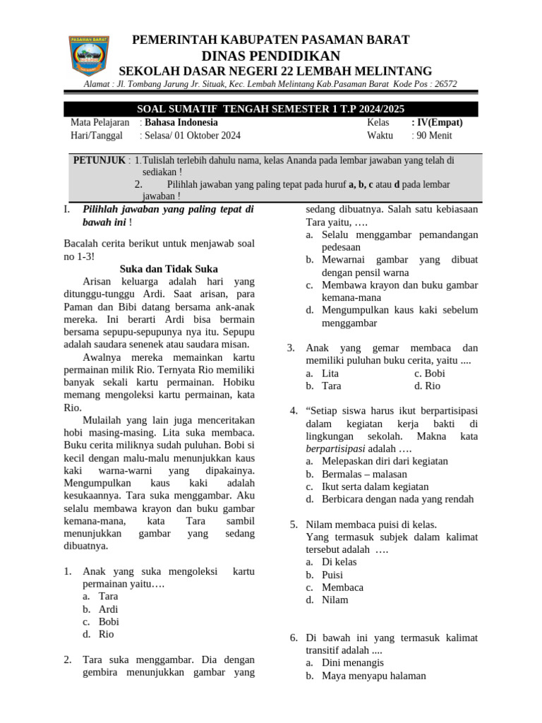 STS 1 B.Indonesia | PDF