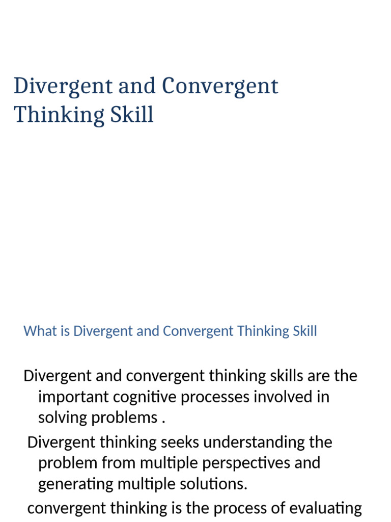 Divergent and Convergent Thinking Skill | PDF