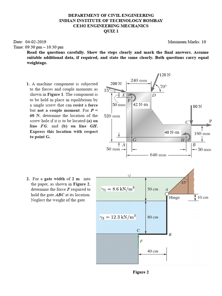 Quiz 1 2019 Solution | PDF