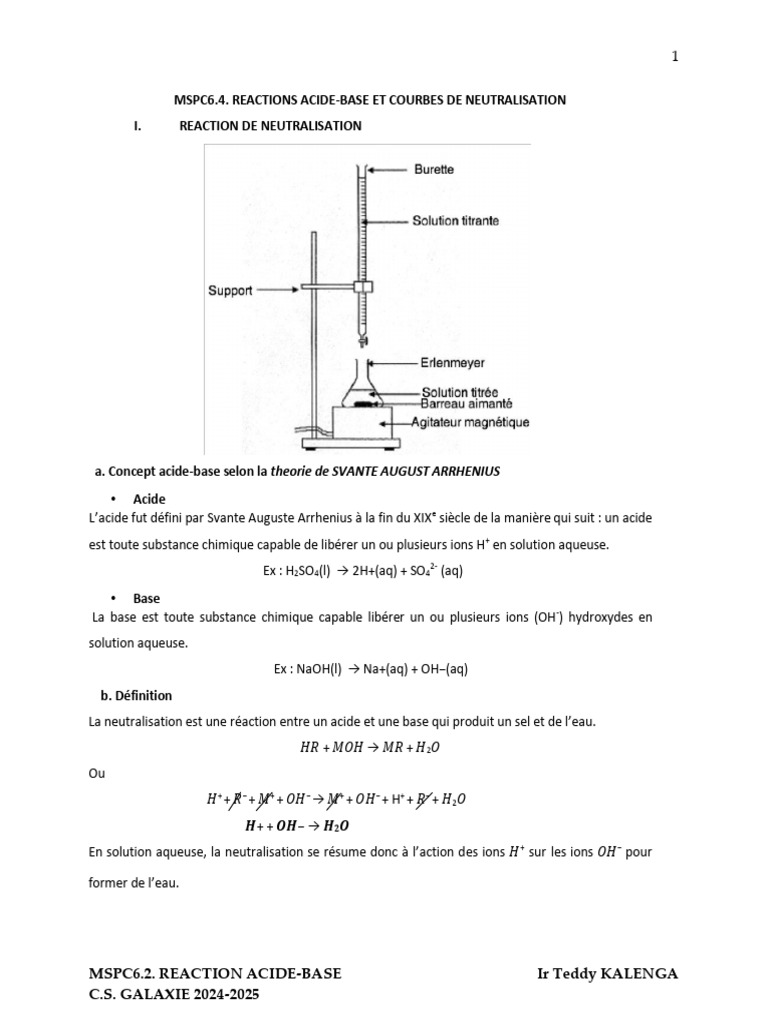 MSPC6.2 Reactions Acide-Base | PDF